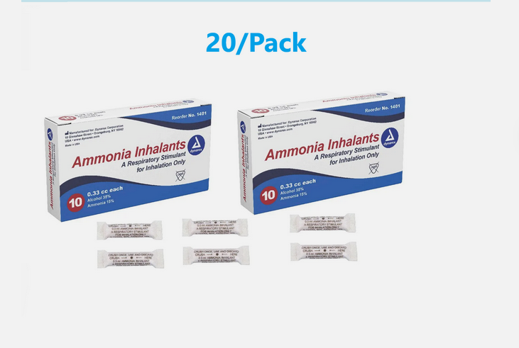 AMMONIA INHALANT AMPULES Smelling Salts for Alert Workout Faints - 20C ...